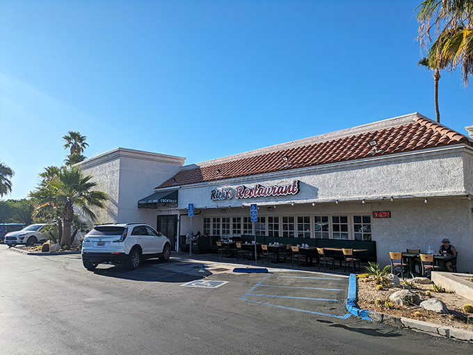 Desert dining meets bakery fresh – where your morning coffee comes with a side of Palm Springs sunshine.