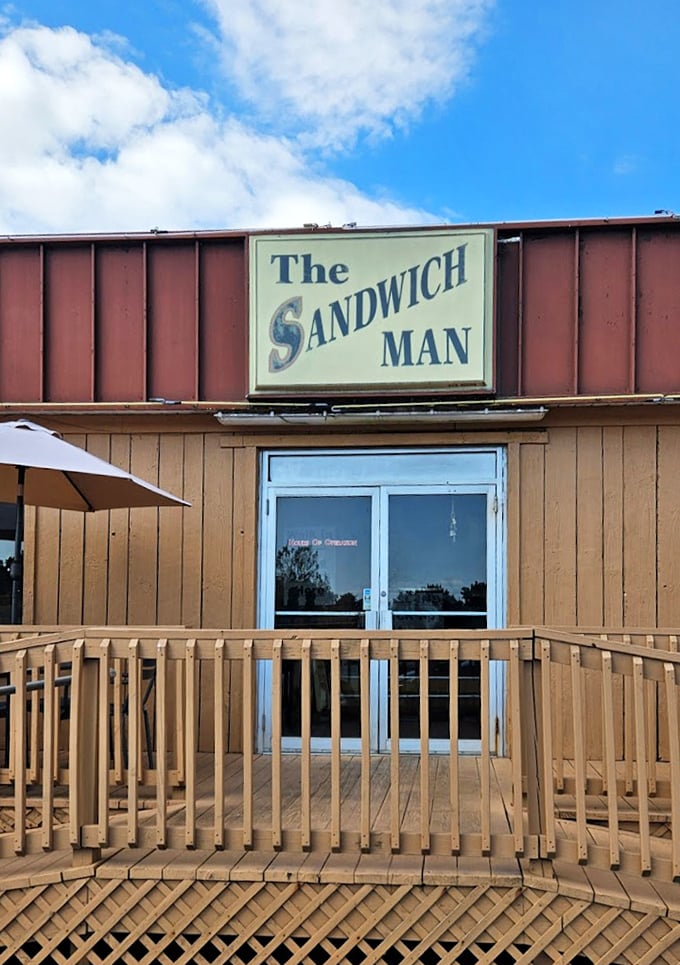 Rustic wood and honest signage - this place looks like it serves sandwiches with a side of soul.