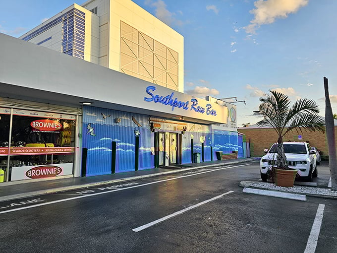 Southport Raw Bar's vibrant blue facade stands out like a peacock – proudly announcing its seafood prowess to the neighborhood.