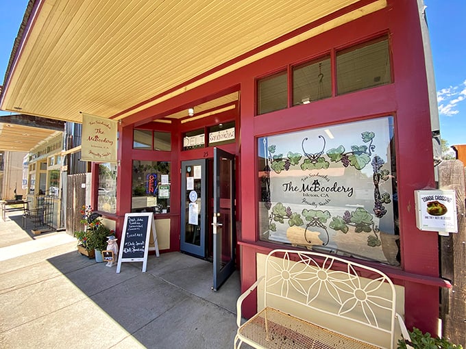 The McBoodery's charming red façade looks like it belongs in a storybook – one where the happy ending involves delicious sandwiches.