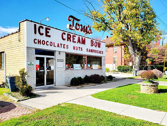 Tom's Ice Cream Bowl – where that vintage sign promises sweet memories in every scoop since forever ago.