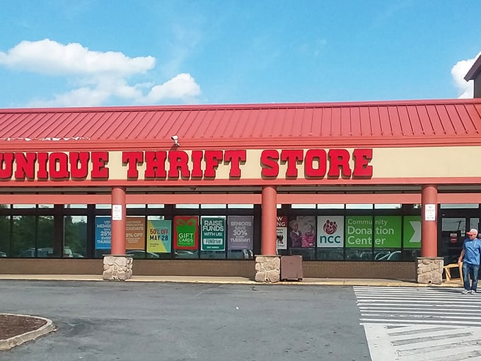Unique Thrift Store's bold red lettering makes a promise it fully intends to keep. Where "one man's trash" becomes everyone's Instagram-worthy treasure!