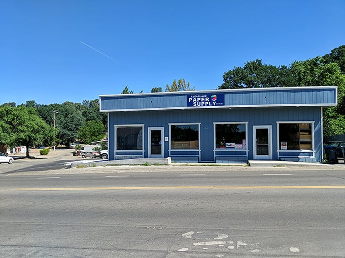 Even the paper supply store looks inviting! Clearlake's blue-collar charm reminds us that paradise doesn't need fancy packaging—just honest buildings under honest skies.