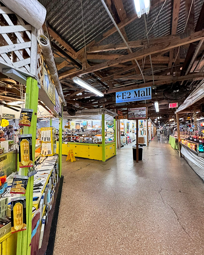 Indoor flea market filled with a variety of goods and unique finds. One person's treasure hunt begins here!