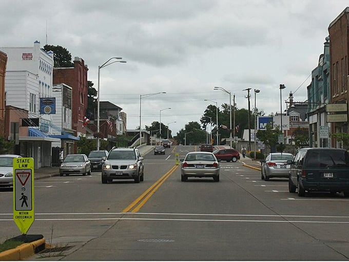Downtown streets wide enough for angle parking—remember when every town had those?