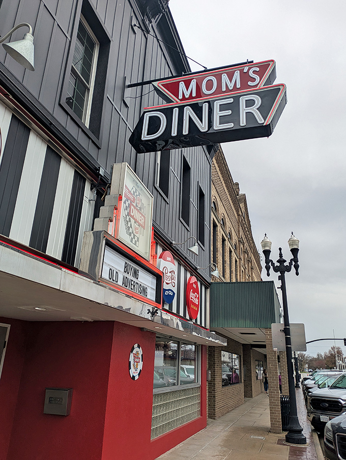 That neon "MOM'S DINER" sign isn't just illuminated—it's broadcasting a siren call to hungry souls wandering Archbold like a delicious bat signal.