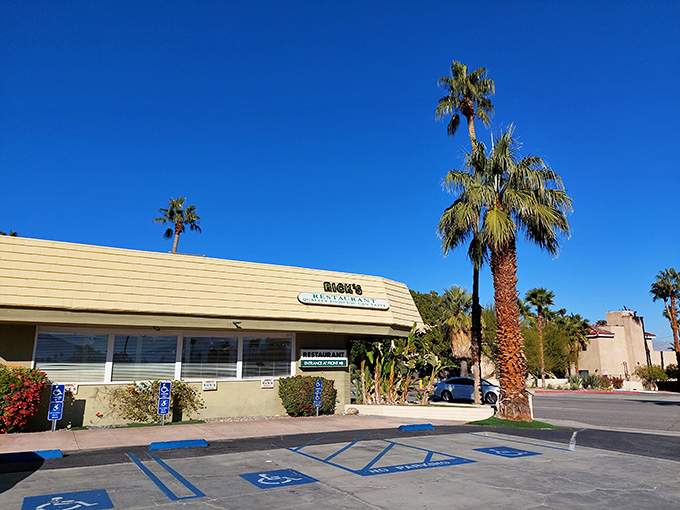 That classic signage hints at the double pleasure waiting inside – restaurant quality meets fresh-baked perfection.