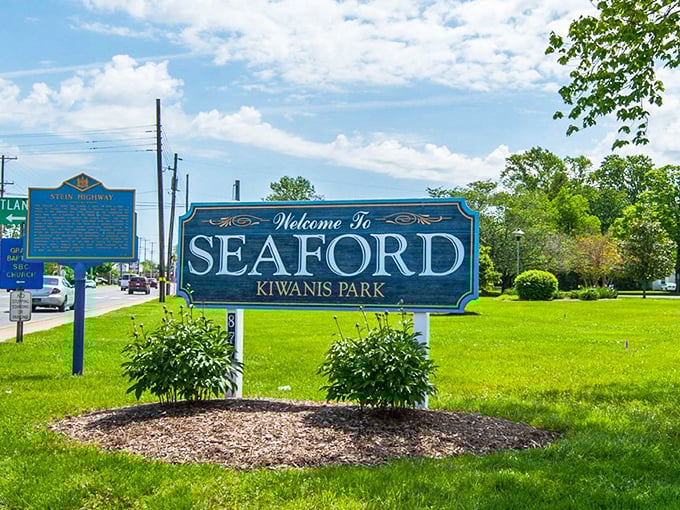 Seaford's welcome sign promises small-town hospitality, where your Social Security dollars stretch beautifully.
