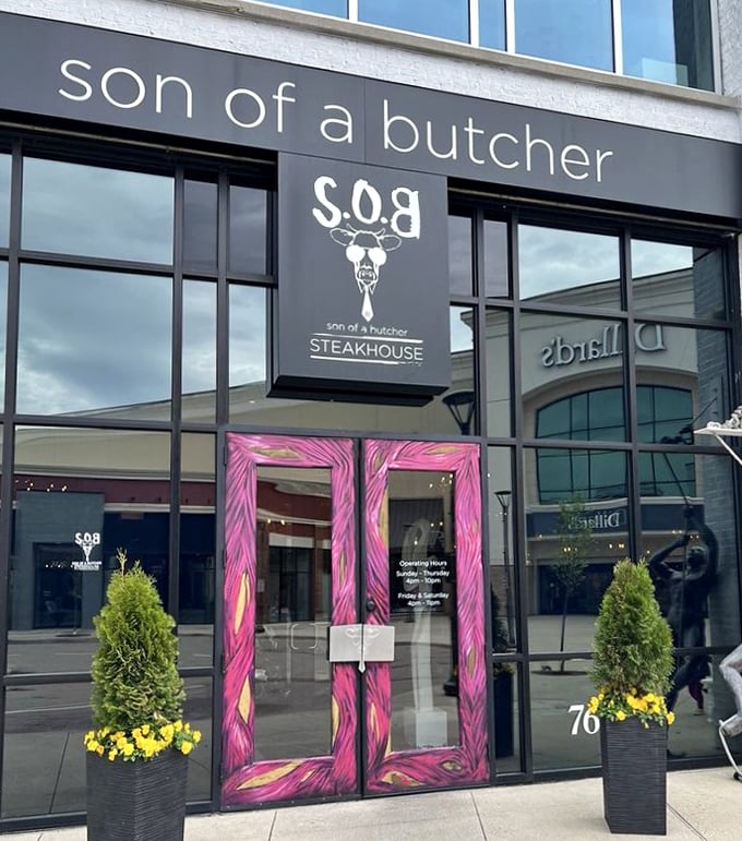 Those colorful doors aren't just Instagram-worthy—they're your gateway to beef nirvana. Son of a Butcher balances style and substance perfectly.