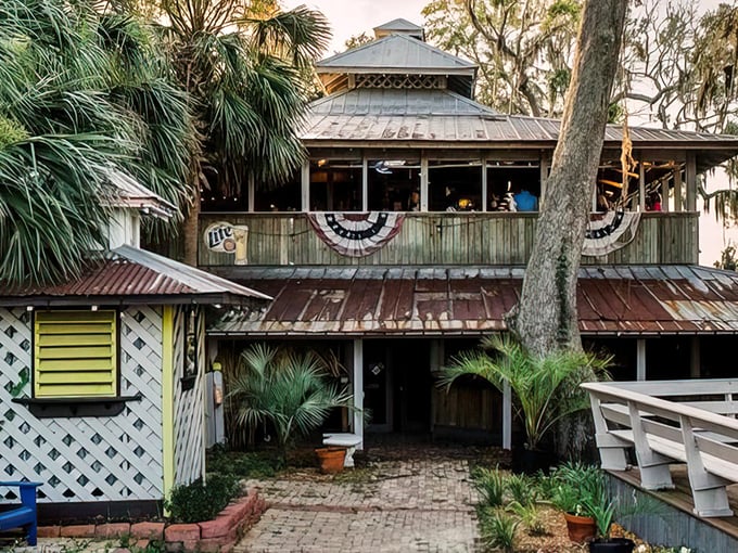 Multi-level decks overlooking coastal marshlands – Sunbury Crab Company serves views as spectacular as their blue crabs.