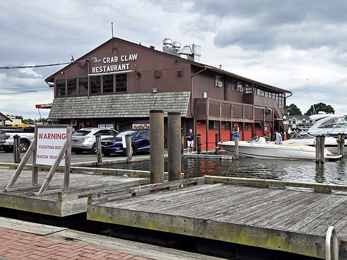 Waterfront perfection captured - where Eastern Shore elegance meets serious crab-cracking business in scenic St. Michaels.