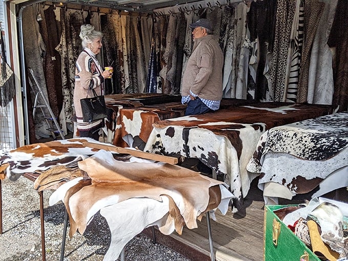 Cowhides and crafts create an authentic Texas shopping experience that feels both rustic and surprisingly sophisticated.