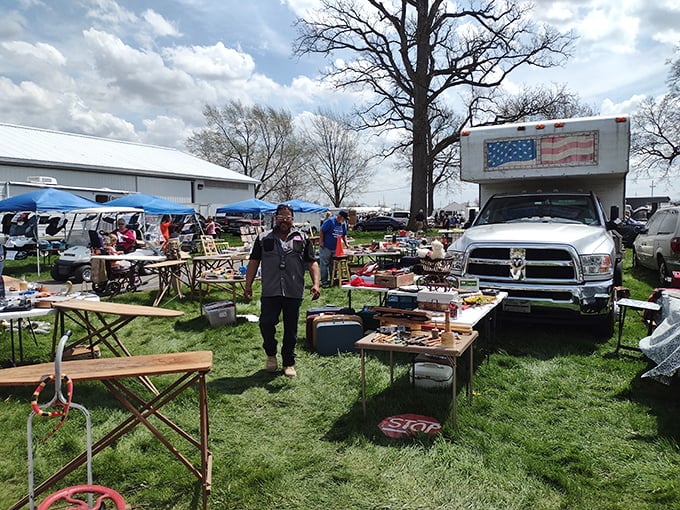 Under open skies, bargain hunters roam free like happy cattle in fields of endless possibilities.