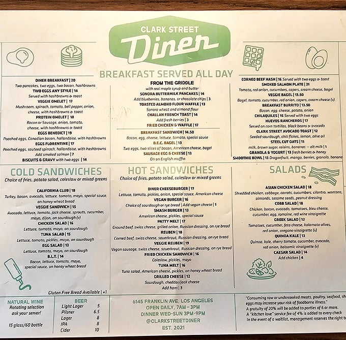 The menu reads like a love letter to breakfast classics—where decisions become existential crises because everything sounds like exactly what you're craving.