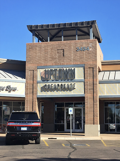 The name says it all! Uptown Cheapskate's brick facade promises high-end style without the financial regret that usually follows a shopping spree.