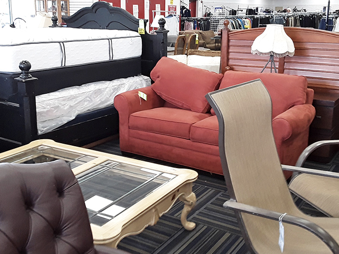 Furniture finds that span decades of American living room history. That coral loveseat has stories to tell, and that glass coffee table is just waiting for your remote control.
