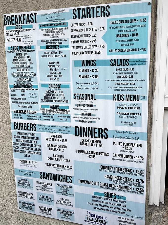 This menu isn't just a list—it's a roadmap to happiness. From breakfast classics to homemade salmon patties, decision paralysis has never been so delicious.