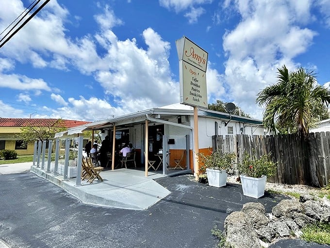 The unassuming exterior of Amy's French Bakery & Bistro proves that culinary treasures often hide in plain sight along Florida's sunny streets.