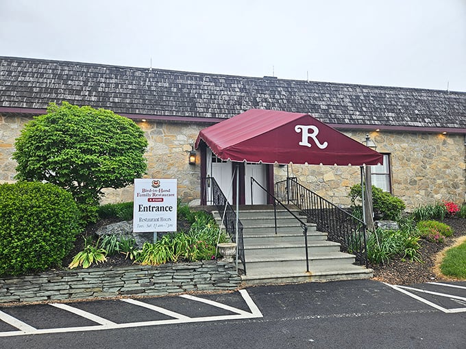 The stone facade and burgundy awning welcome you like a warm hug from a Pennsylvania Dutch grandmother. Comfort food paradise awaits.