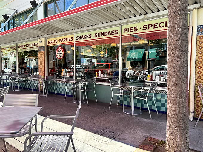 That classic Peninsula Fountain & Grill storefront beckons like a time capsule of American dining perfection.