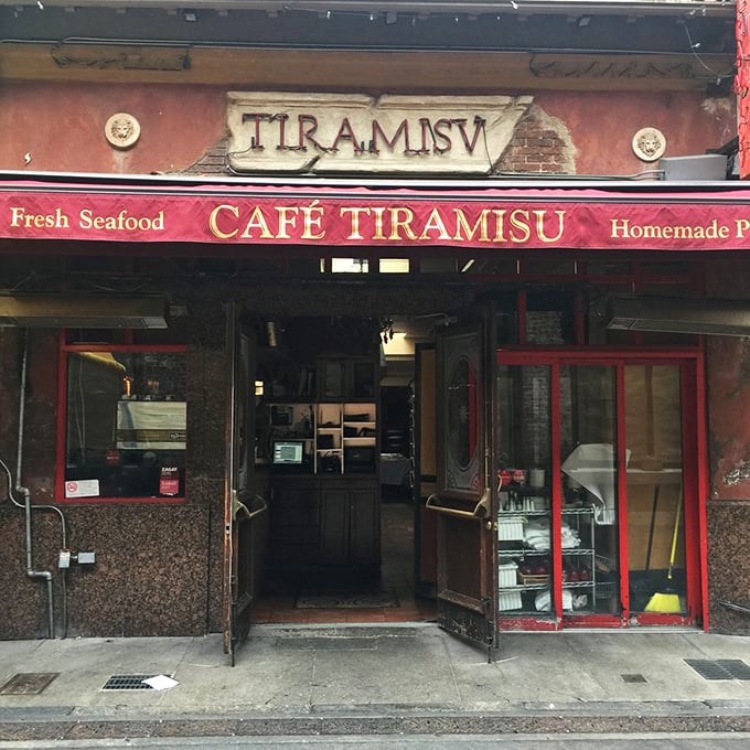 Café Tiramisu's burgundy awning and European-style sidewalk seating transform this San Francisco alley into a little slice of Italy. La dolce vita awaits!