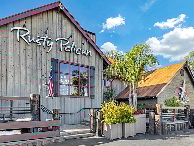 That rustic weathered exterior isn't trying to impress anyone, which is exactly why it impresses everyone who knows good seafood.