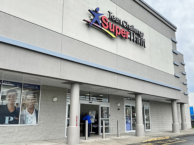 The unassuming exterior of SuperThrift belies the treasure trove within—like finding a portal to bargain heaven disguised as a regular building.