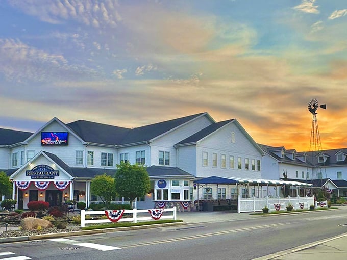 The charming white exterior of Blue Gate invites visitors in with the warmth of a country welcome and the promise of hearty, homemade comfort.