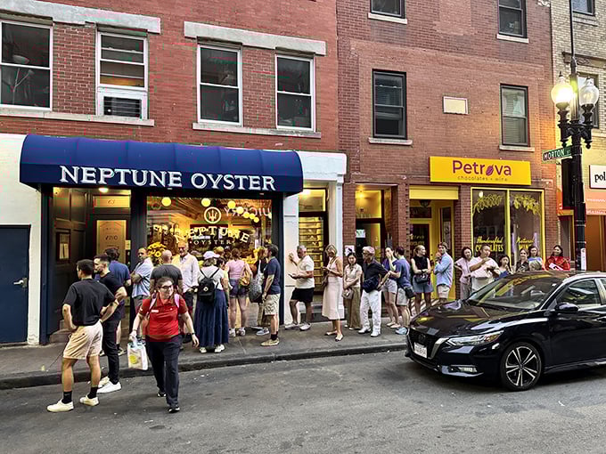 That blue awning beckons like a seafood siren's call—resistance is futile, and frankly, why would you even try?