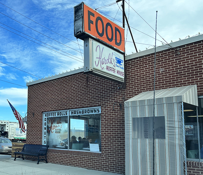 That classic "FOOD" sign doesn't lie – Harold's delivers exactly what it promises with neighborhood charm.