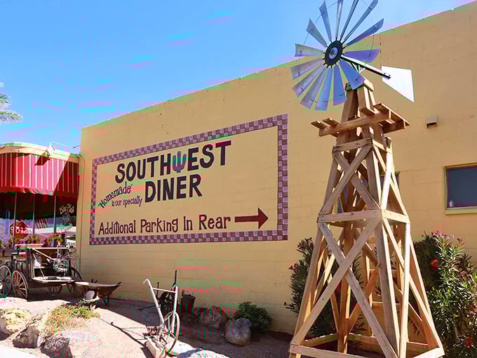 A decorative windmill and rustic signage announce "Homemade is our specialty!" – words that aren't just marketing but a genuine philosophy evident in every bite.