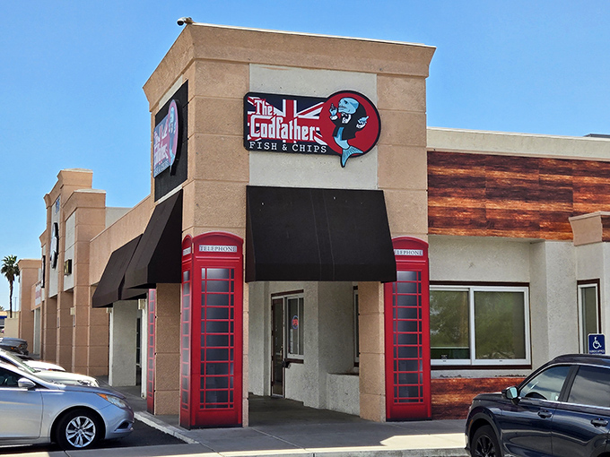 The iconic red British phone booths flanking the entrance aren't just for show—they're a promise that what awaits inside is the real deal.