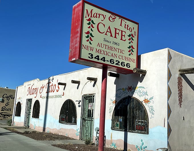 This sign has been guiding hungry New Mexicans to chile paradise since 1963. Some landmarks need no neon or flash—just reputation.