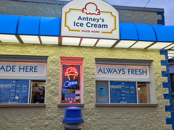 The sunshine-yellow facade of Antney's isn't just cheerful—it's a beacon of hope for ice cream lovers who know the difference between good and transcendent.