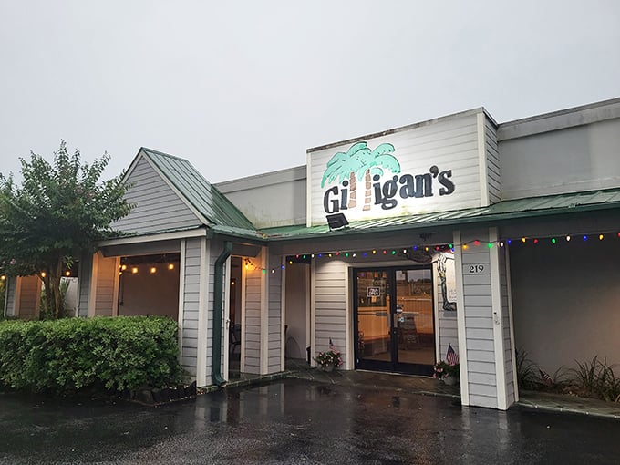 Rain or shine, Gilligan's stands ready to rescue your appetite from the stormy seas of mediocre dining options. The string lights add that touch of coastal magic.