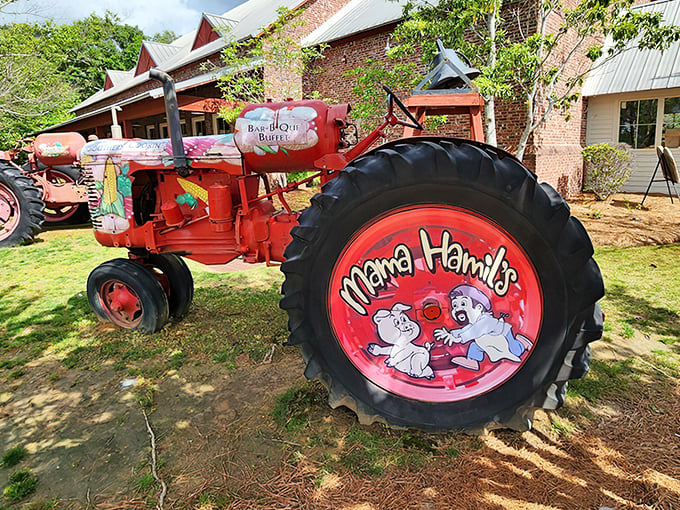 This vintage tractor isn't just decoration—it's a reminder that farm-to-table wasn't a trend here, it was simply called "dinner."