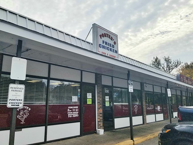 The unassuming storefront that houses chicken greatness. Porter's modest exterior is the culinary equivalent of Clark Kent's glasses—hiding superhero-level deliciousness inside.