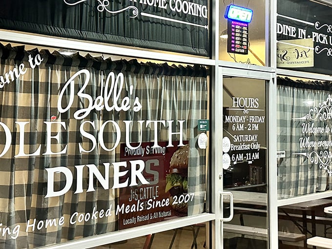 The unassuming storefront of Belle's Ole South Diner promises what every great Southern eatery should: home cooking that speaks louder than fancy decor ever could.