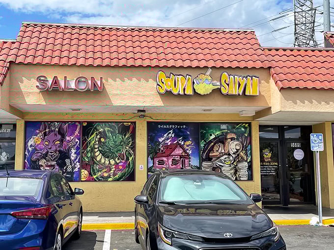 The unassuming exterior of Soupa Saiyan hides its true power level. Like finding a Dragon Ball in a strip mall, this anime-themed gem awaits discovery.