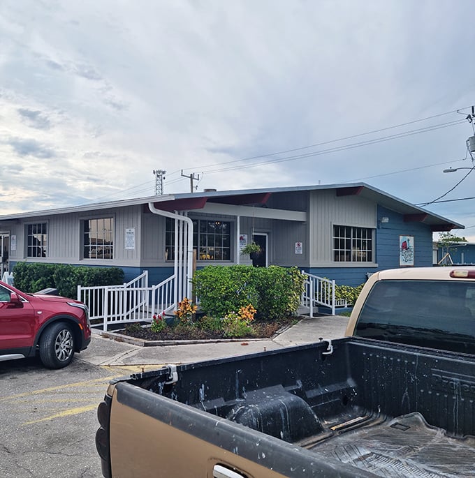 The unassuming blue and white exterior hides culinary treasures within, like finding a diamond in your grandmother's cookie jar.The unassuming blue and white exterior hides culinary treasures within, like finding a diamond in your grandmother's cookie jar.