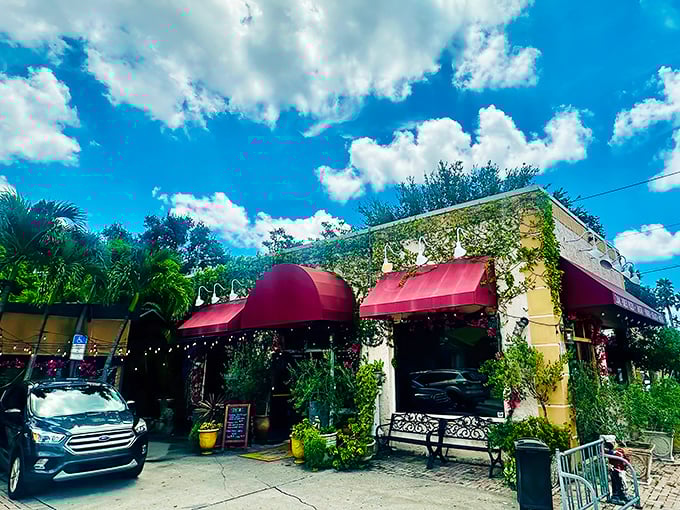 The yellow stucco exterior draped in climbing vines isn't just Instagram-worthy—it's your first clue that Clearwater's best pizza awaits inside.