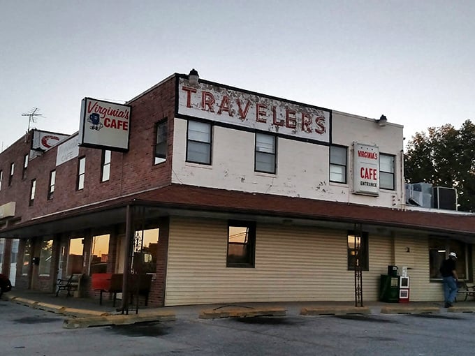 The classic “TRAVELERS” sign above Virginia’s Cafe has been drawing hungry Nebraskans in for decades—a beacon of comfort food that never fails to deliver.