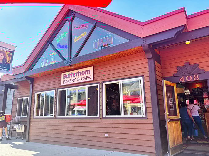 The rustic wooden exterior of Butterhorn Bakery & Cafe beckons like an old friend, promising comfort and calories in equal measure.