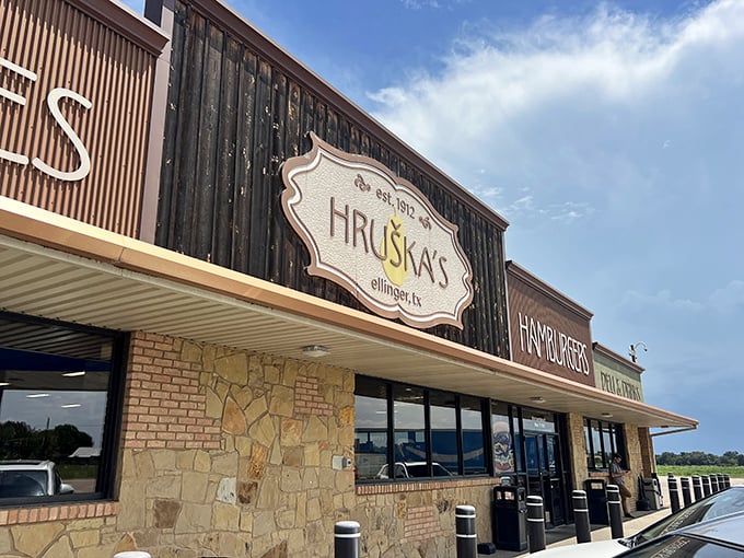 A closer look at the rustic façade reveals Hruška's true identity – part filling station, part culinary time machine to old-world Czech delights.