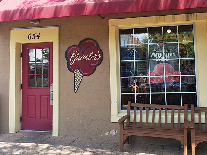 That signature Graeter's logo with its cheerful ice cream cone emblem – the Bat-Signal for dessert enthusiasts across Ohio.