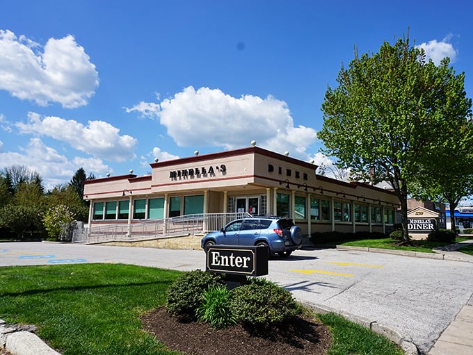 Bathed in golden sunlight, Minella's exterior promises the kind of honest-to-goodness diner experience that no trendy brunch spot could ever replicate.