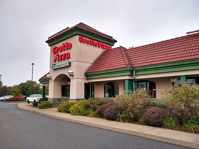 The beige exterior with distinctive red roof tiles isn't just inviting—it's a beacon of culinary promise in Wilkes-Barre Township. Like finding a treasure map where X marks the spot.