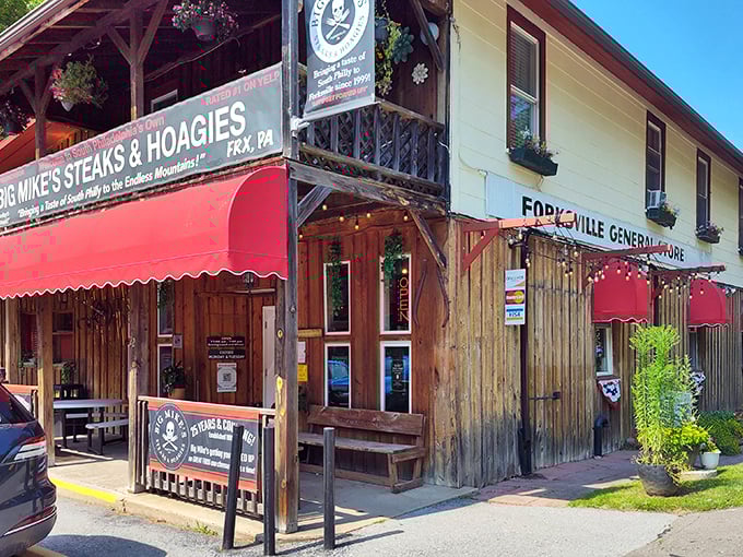 Where Philly meets country charm – Big Mike's shares a building with the Forksville General Store, creating a one-stop destination for locals and visitors alike.