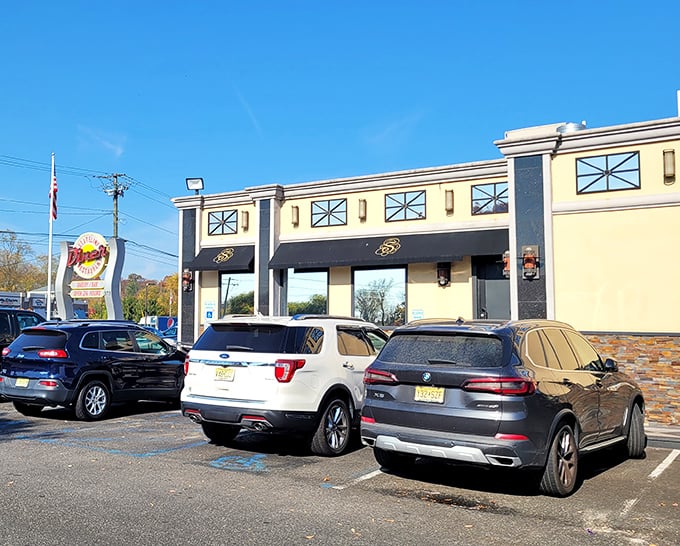 The gleaming facade of Stateline Diner catches the sunny afternoon light, looking like it stepped out of a Hopper painting—with even better food inside.