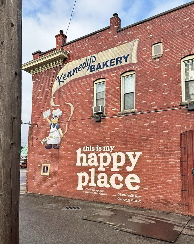 That turquoise awning and vintage sign aren't just charming – they're a beacon calling you toward carbohydrate paradise.